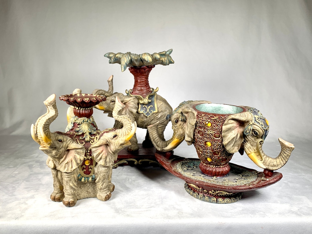 Vintage Resin Elephants - Etsy