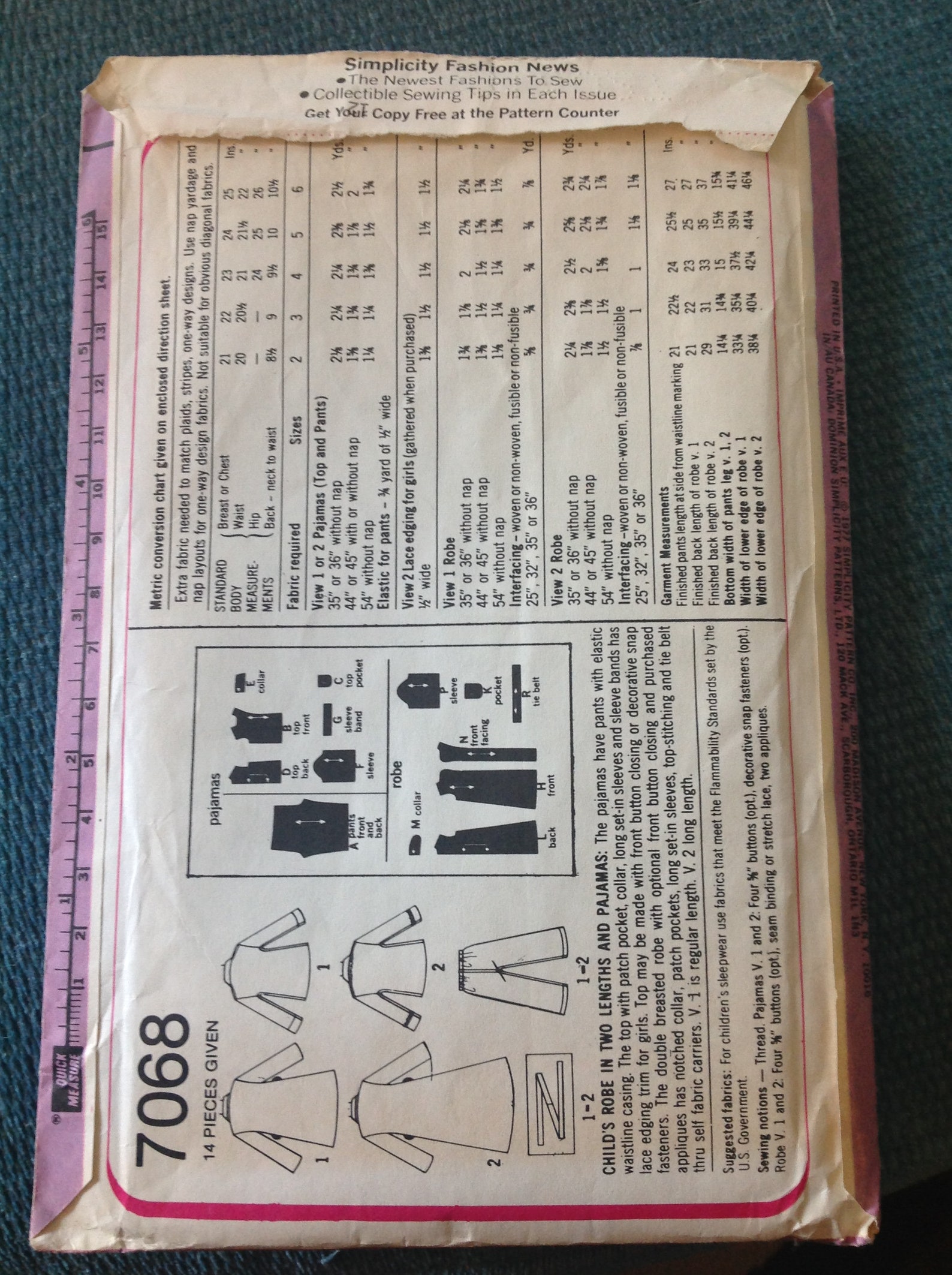 Simplicity Sewing Pattern 7068 From 1977. Child's Robe in | Etsy