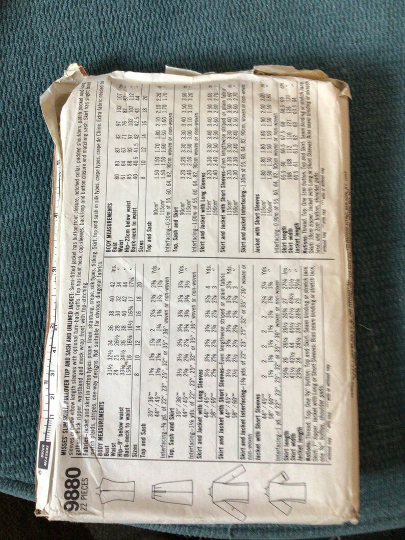 Simplicity Sewing Pattern 9880 From 1980. Misses' Slim - Etsy