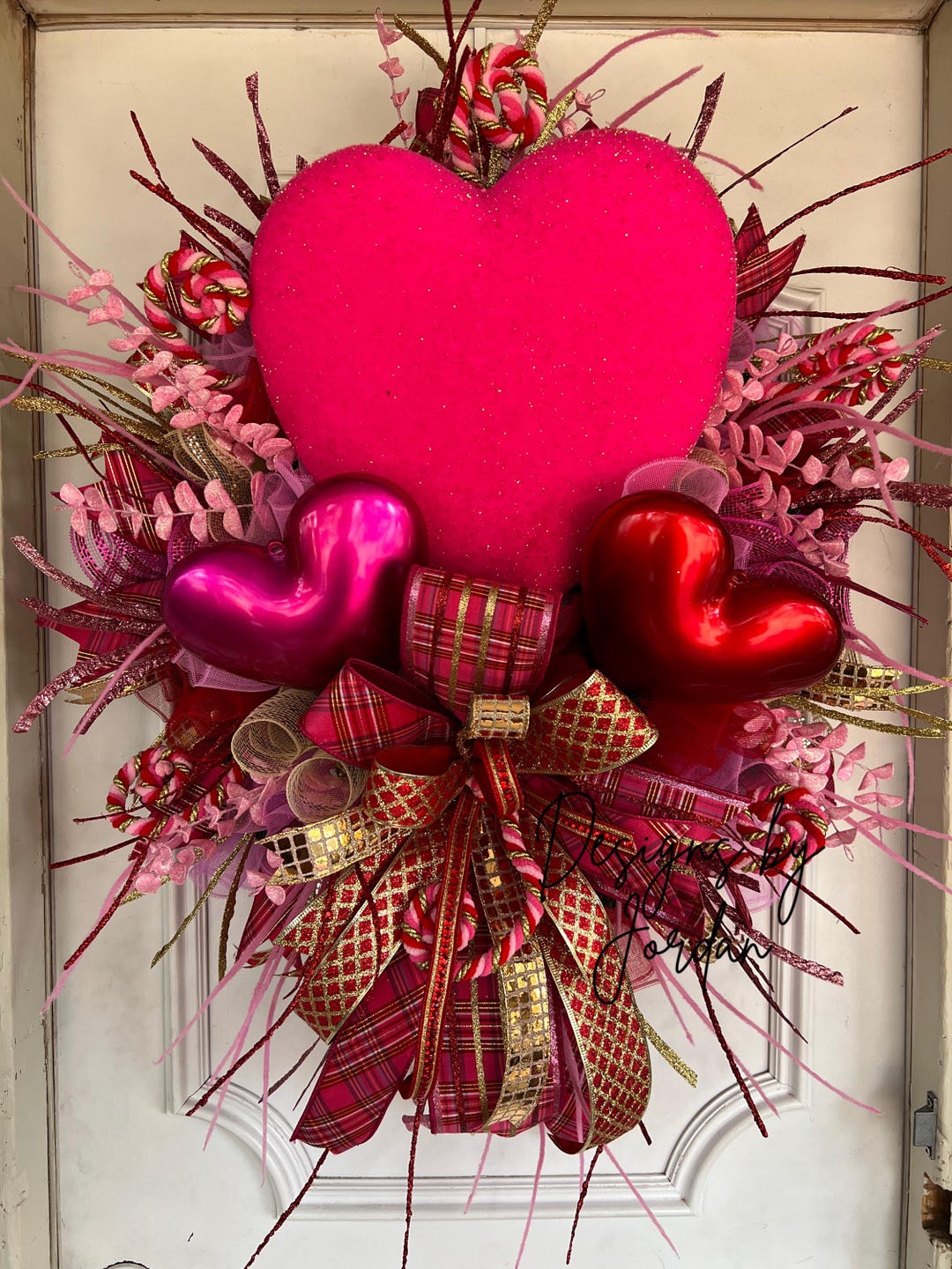 Valentine’s Day Deco Mesh Wreath - Etsy