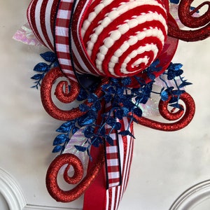 Patriotic Deco Mesh Swag USA Swag Geranium Swag Door Swag - Etsy