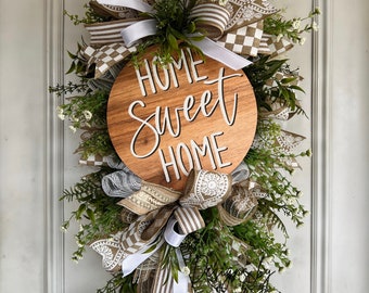 Spring Swag, Summer Swag, Home Sweet Home, Spring Wreath, Summer Wreath ...