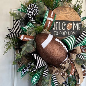 Football Welcome Wreath for Front Door, Sports Decor With Glitter ...