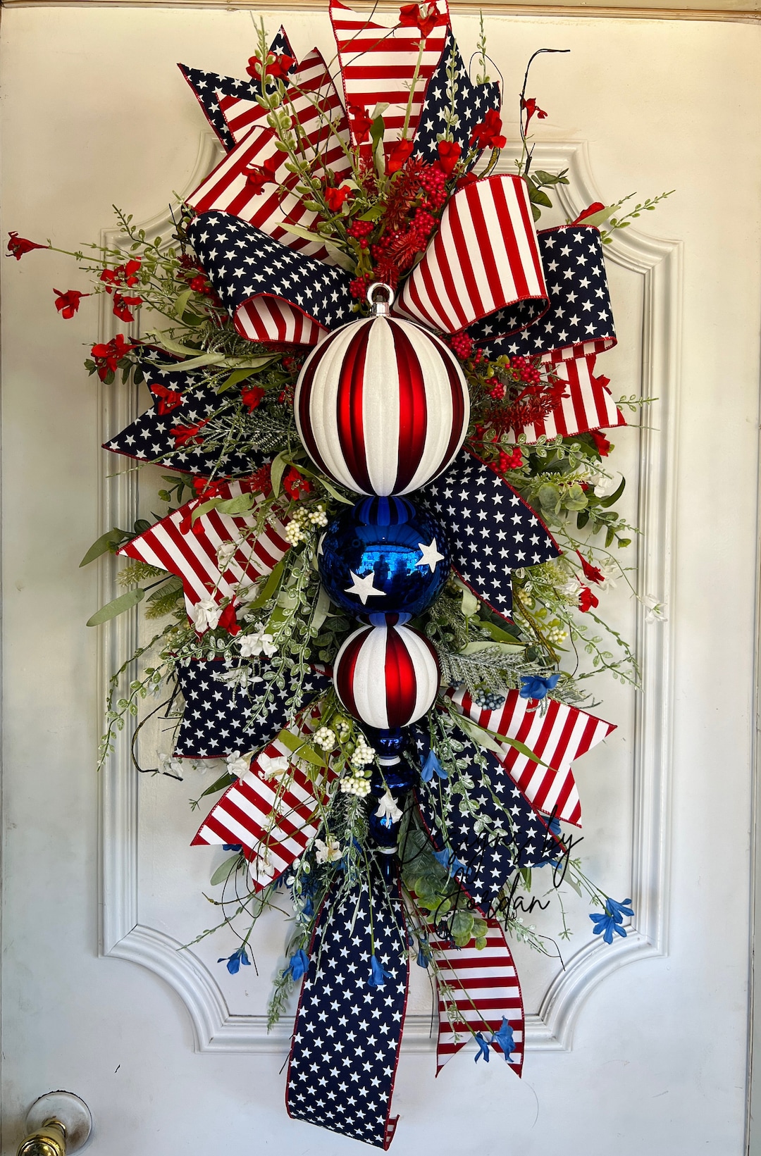 Patriotic Deco Mesh Swag, USA Swag, Door Swag, Patriotic Swag - Etsy