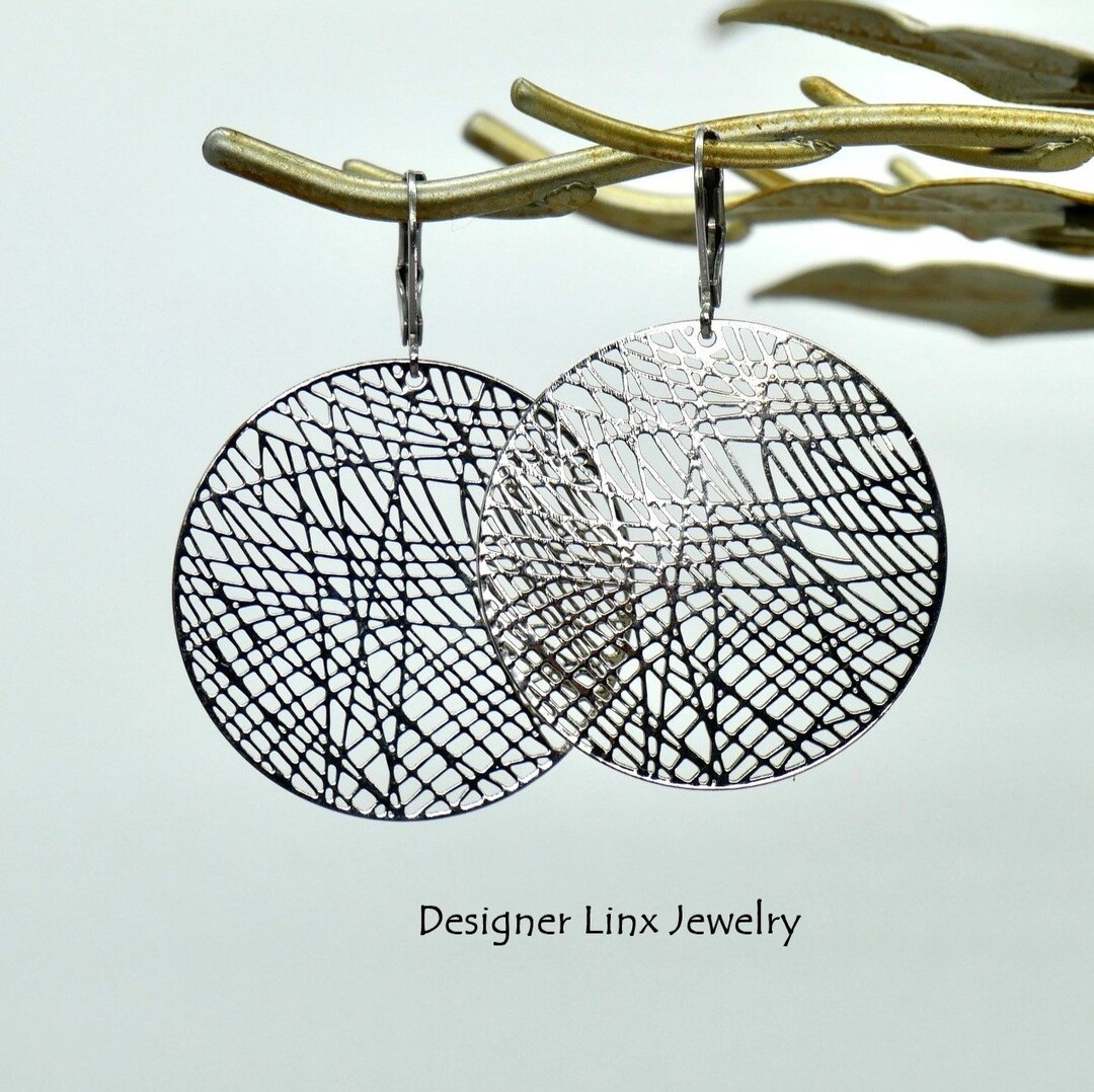 Silver Plated Laser Cut Circular Earrings With Stainless Steel ...