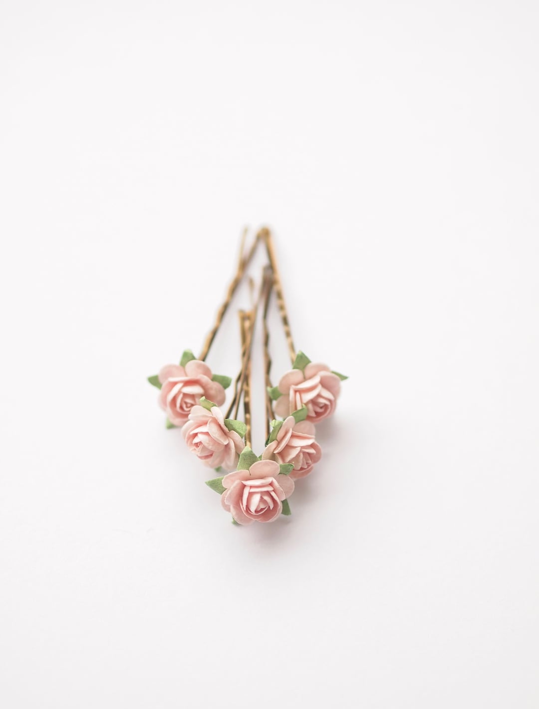 Pale Pink Rose Hair Pins: Bridal Flower Bobby Pin Set of 5 - Etsy