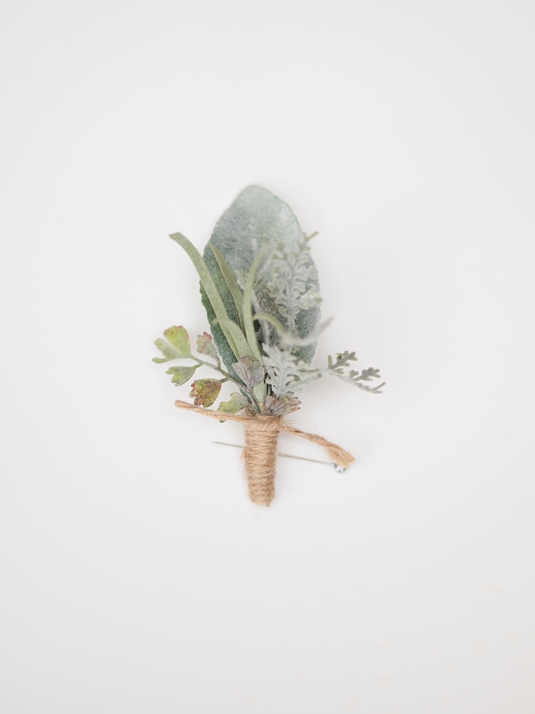 Eucalyptus, Lambs Leaf, Boutonniere Faux Everlasting Greenery ...