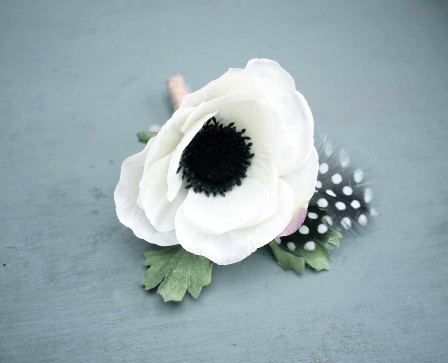 White Poppy, Anemone and Feather Wedding Boutonniere, Corsage - Etsy UK