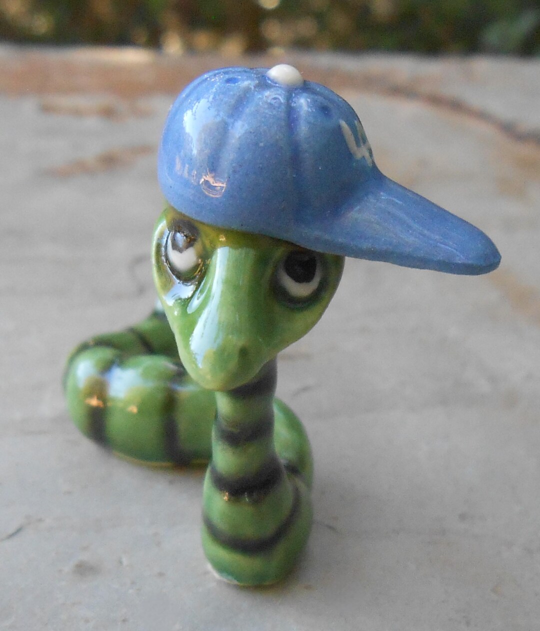 Hagen-renaker Worm With Hat, Homer LA Baseball Hat Snake Figurine - Etsy