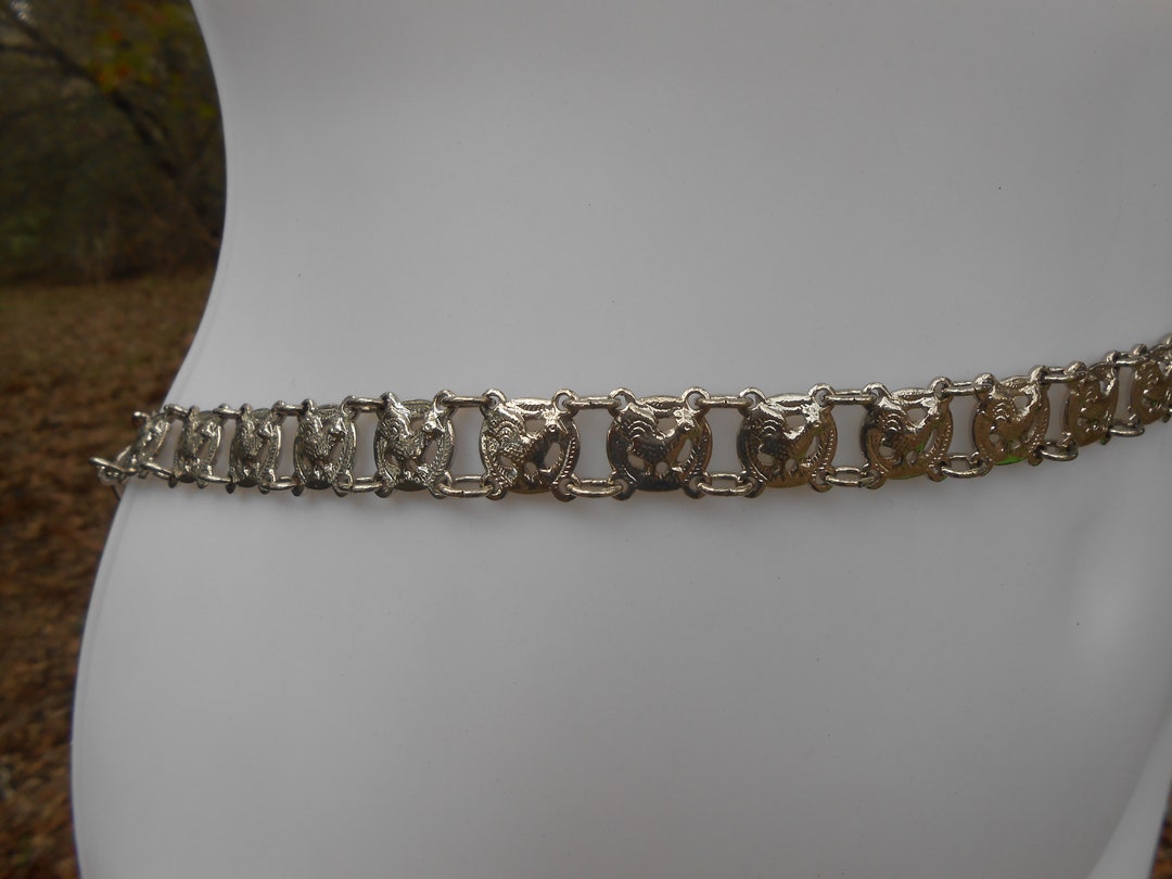 Vintage Silver Tone Rooster Chicken Chain Link Belt - Etsy