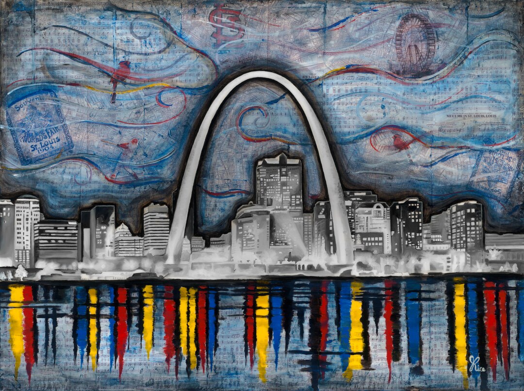 St. Louis Arch Various Size Art Print, Mixed Media Wall Art, Home Decor ...