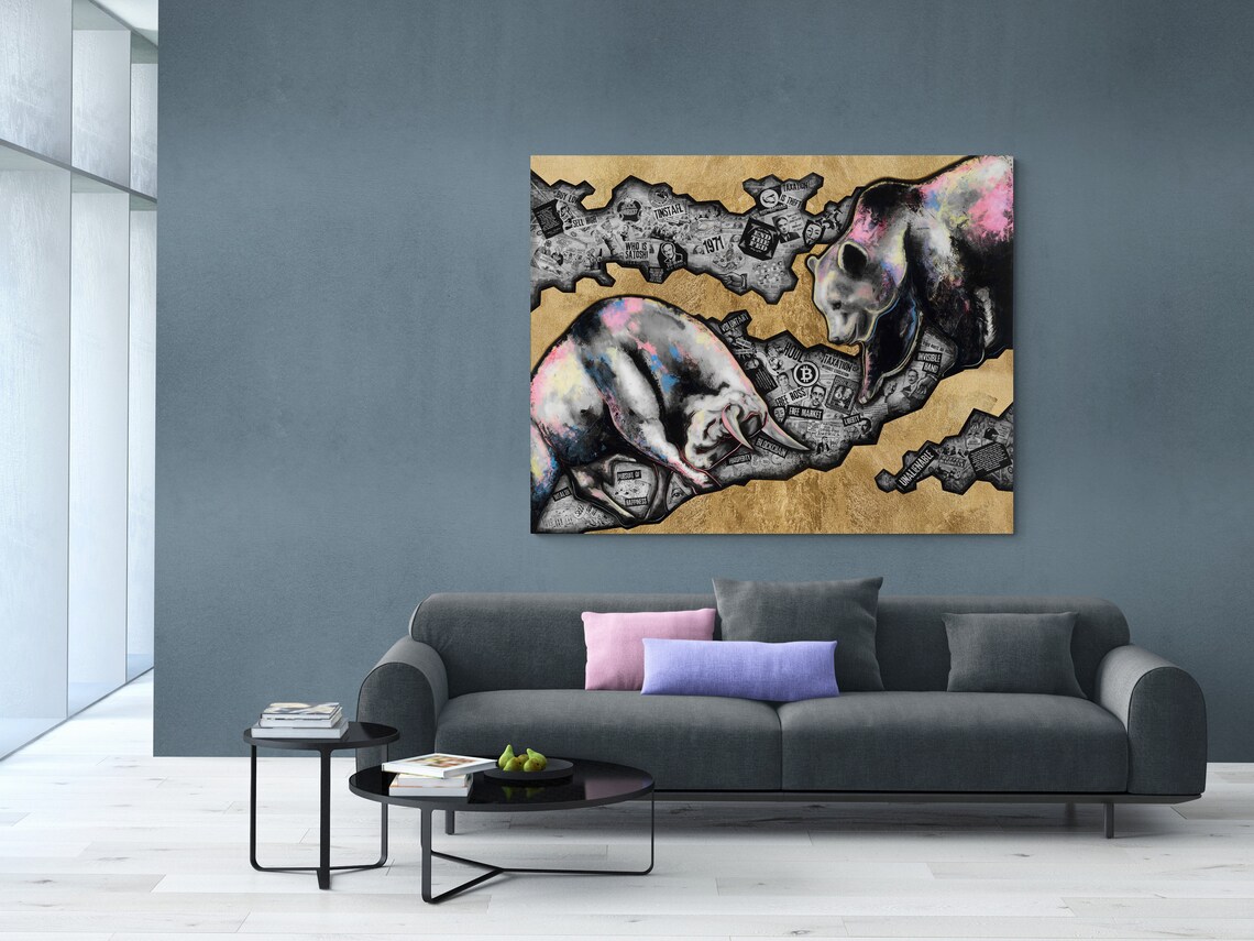 Bull and Bear Fine Art Print Signed by Jamie Rice Giclees - Etsy