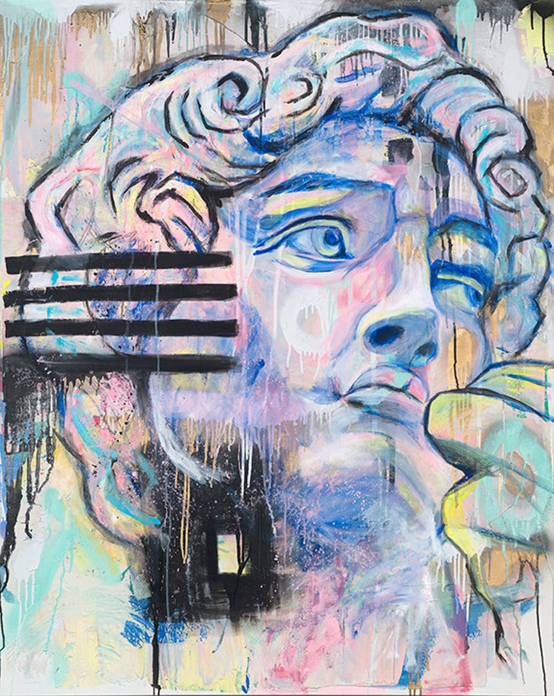David Face Abstract Painting, and Fine Art Prints Wall Art Decor Home ...