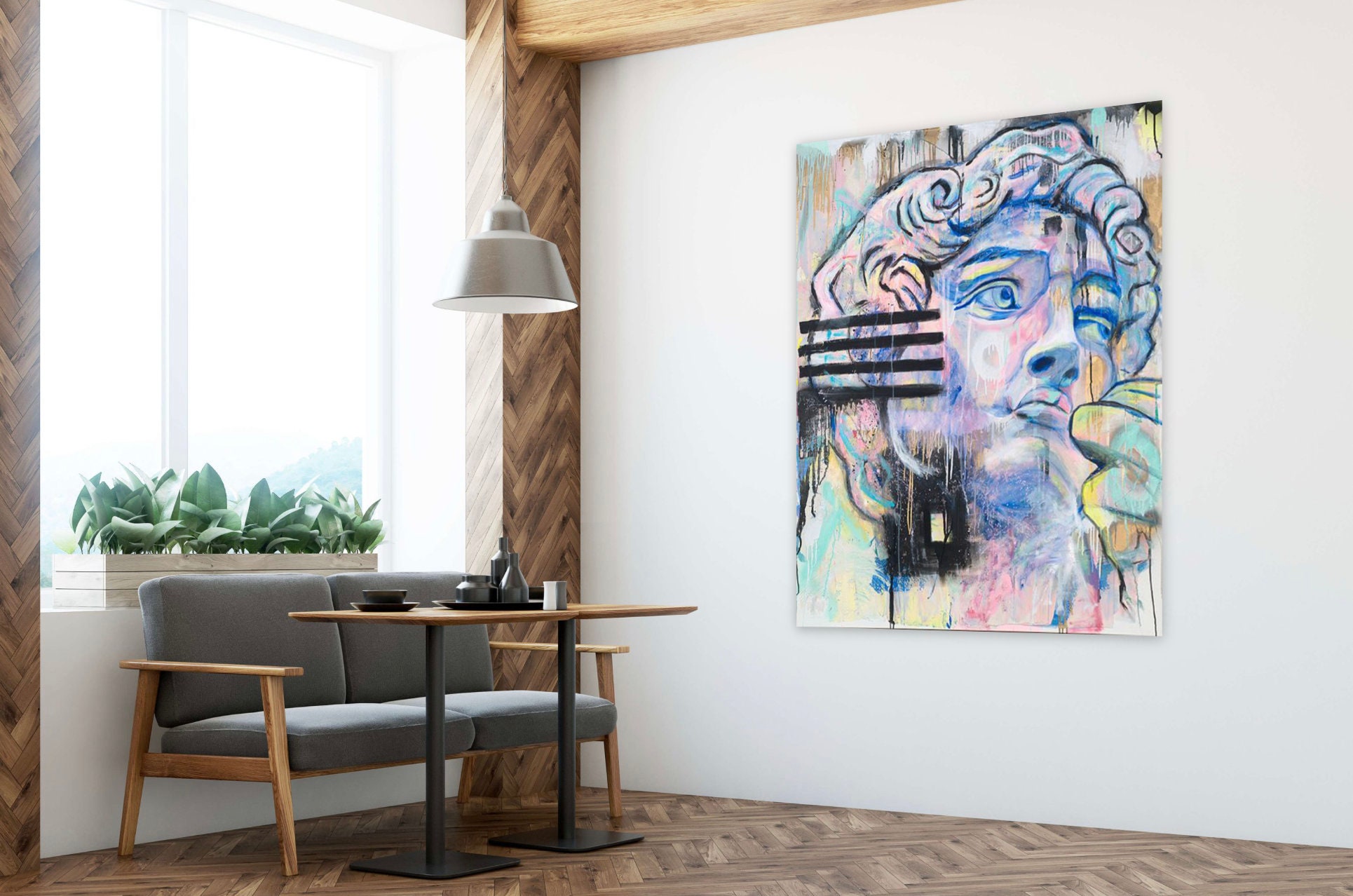 David Face Abstract Painting, and Fine Art Prints Wall Art Decor Home ...