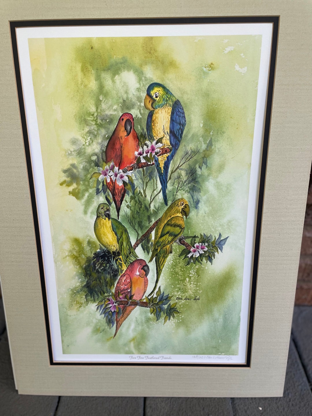 Signed Numbered Print “five Fine Feathered Friends” by Elsie Lewis ...