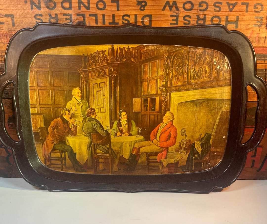 Rare Vintage Litholite Tray Featuring an Early American or Colonial ...