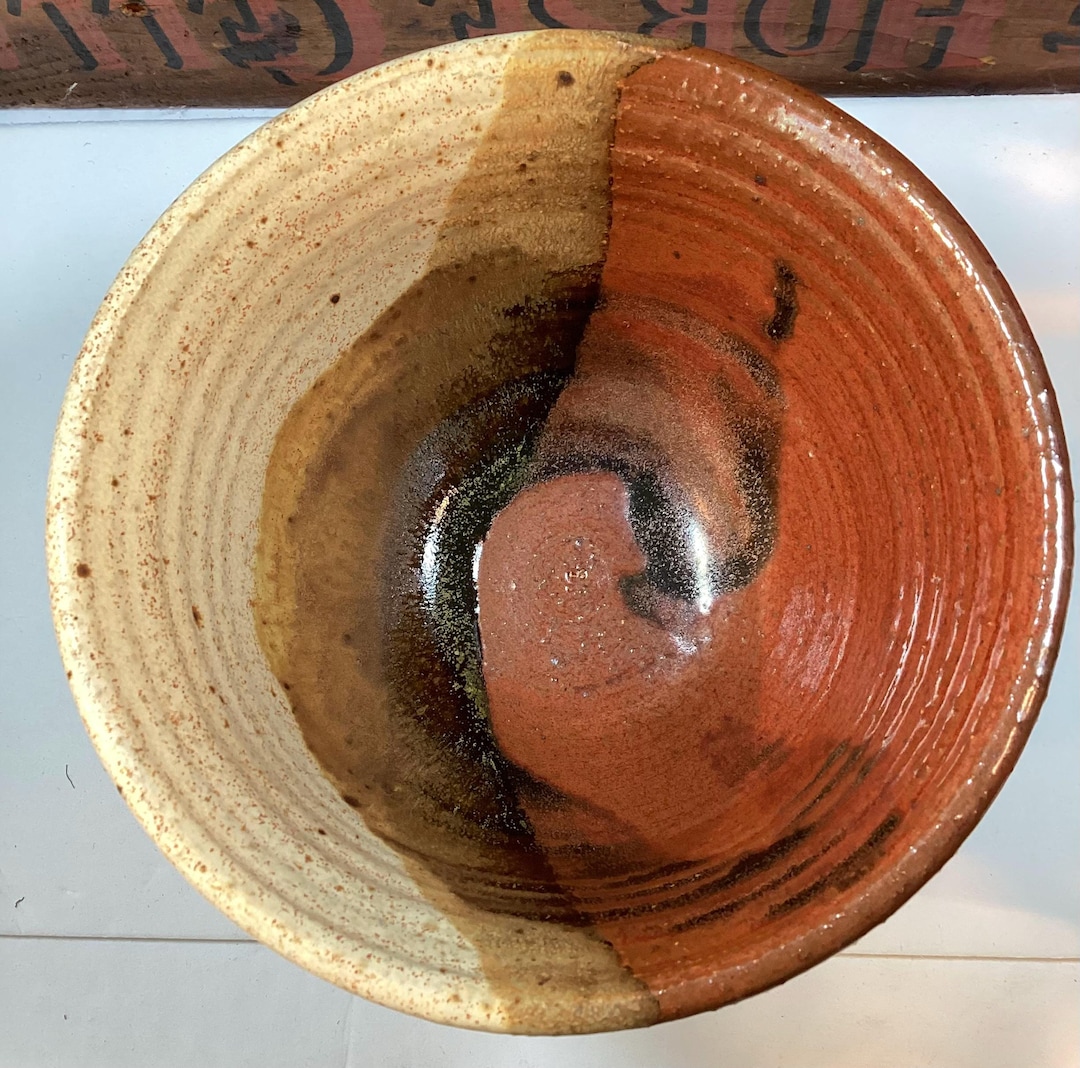 Handmade Rustic Pottery Bowl, Earth Tone Swirls - Etsy