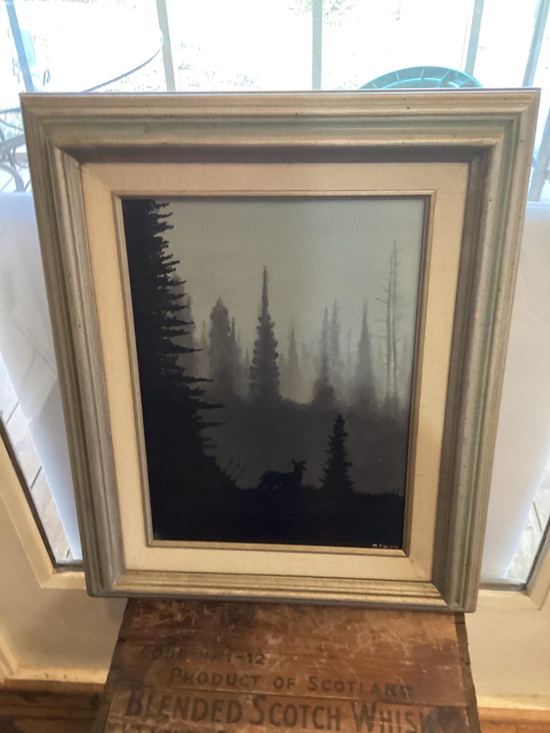 Vintage Framed Deer Print: Rustic Forest Landscape, Signed M. Finley - Etsy