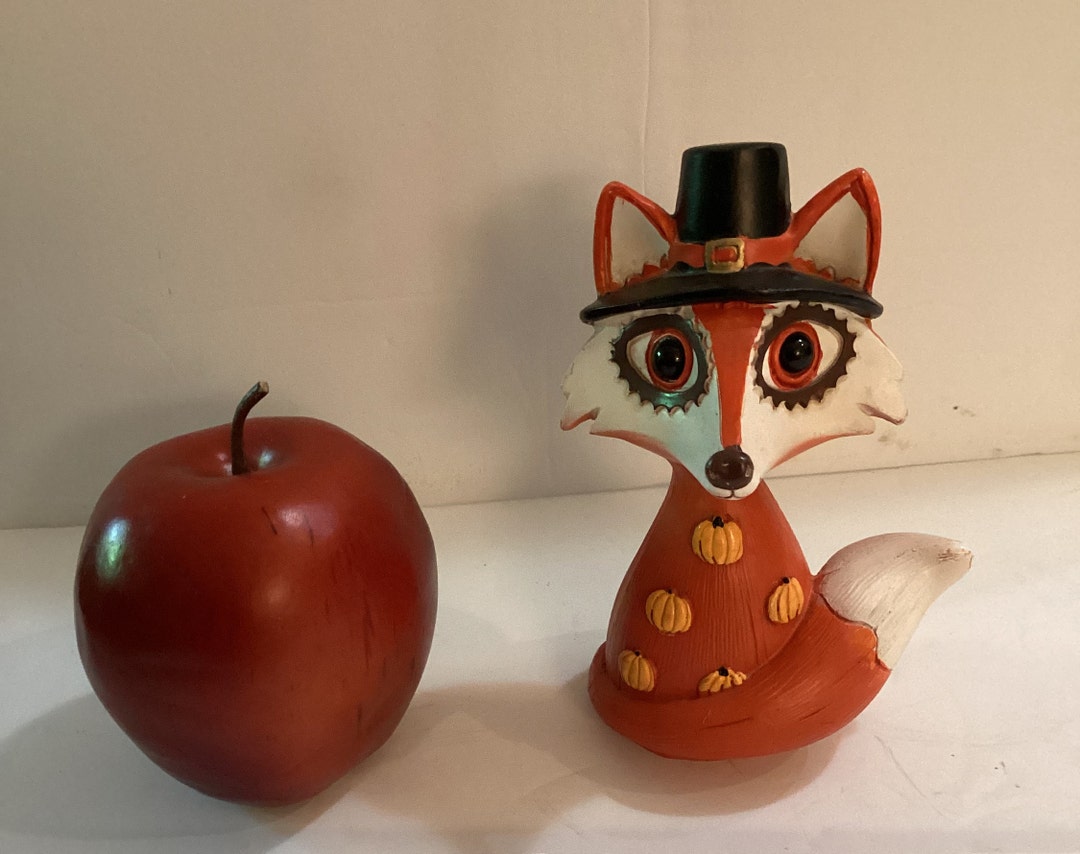 Plucky Adorable Pilgrim Fox Adorned With a Pilgrim’s Hat and Pumpkins ...