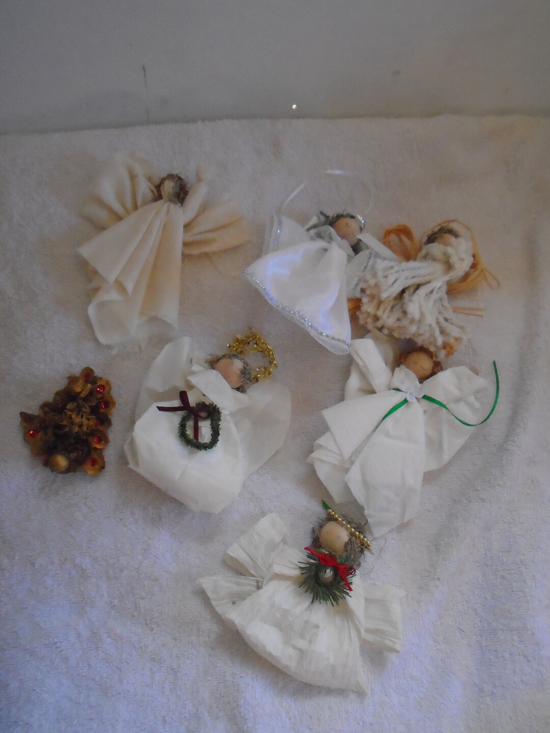 Vintage Lot Cotton Paper Yarn Christmas Angel Ornaments, Angels, Angel ...