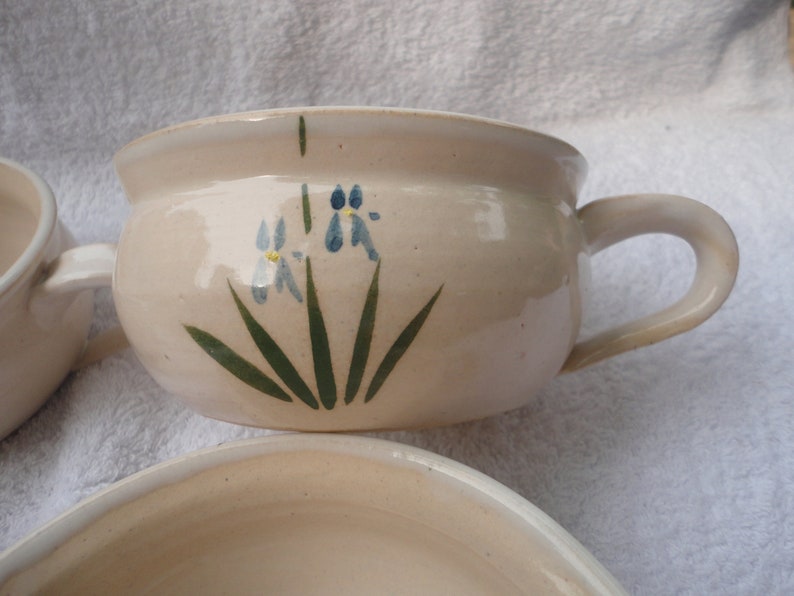 Vintage Heavy Large Studio Pottery Floral Soup Bowls With - Etsy