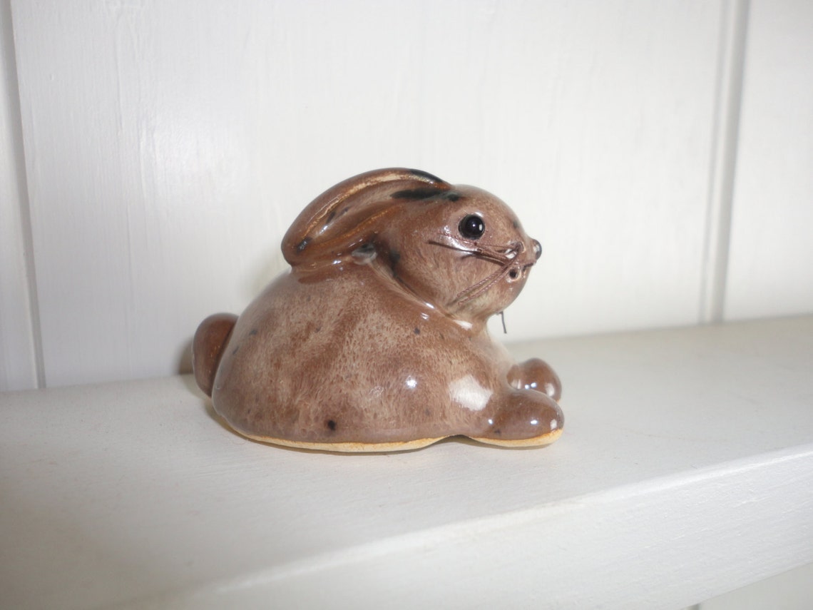 Vintage Small Clay Bunny With Thread Whiskers Bunny in Sitting Position ...