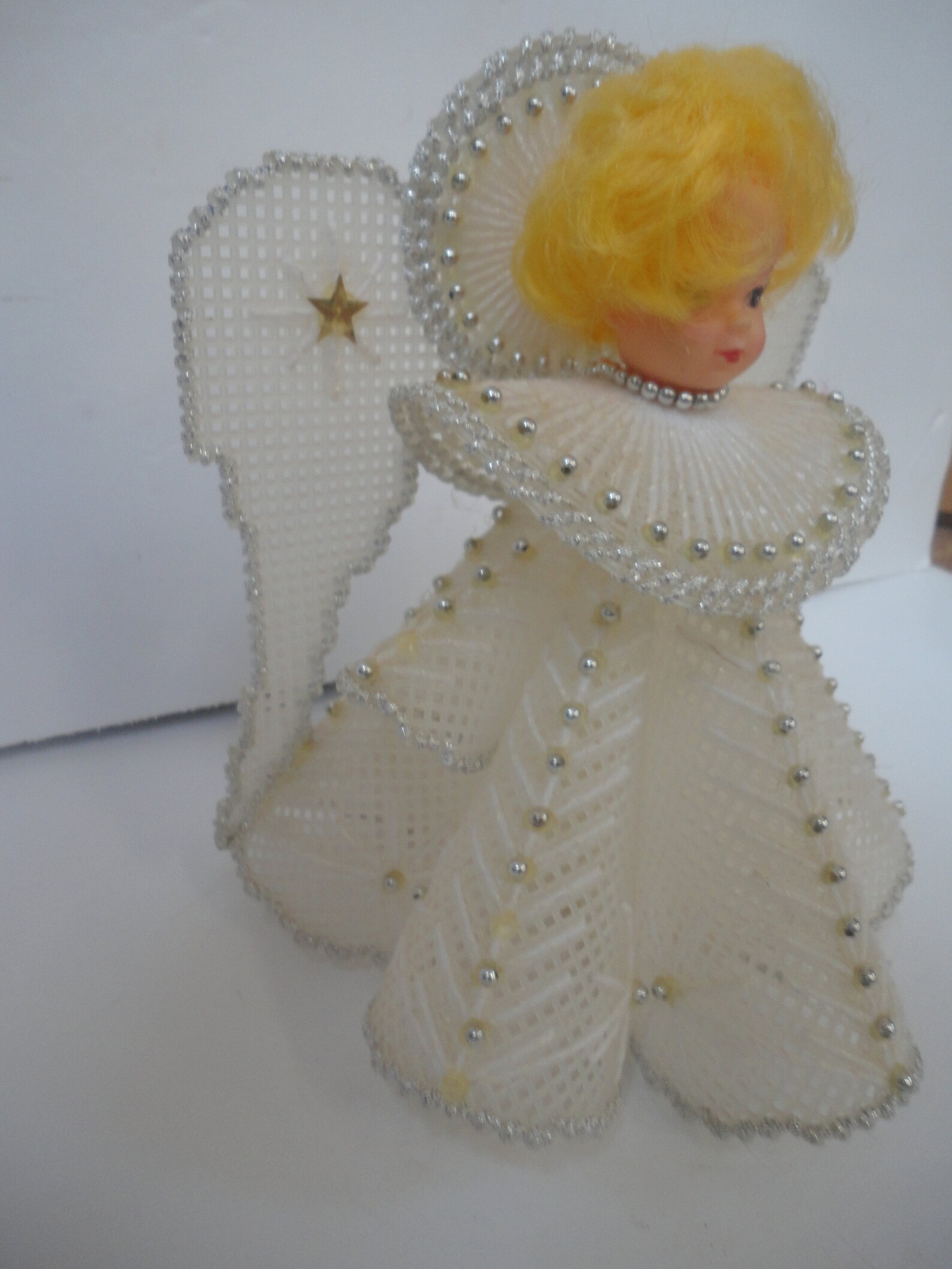 Vintage Handcrafted Plastic Canvas White Silver Angel Tree - Etsy