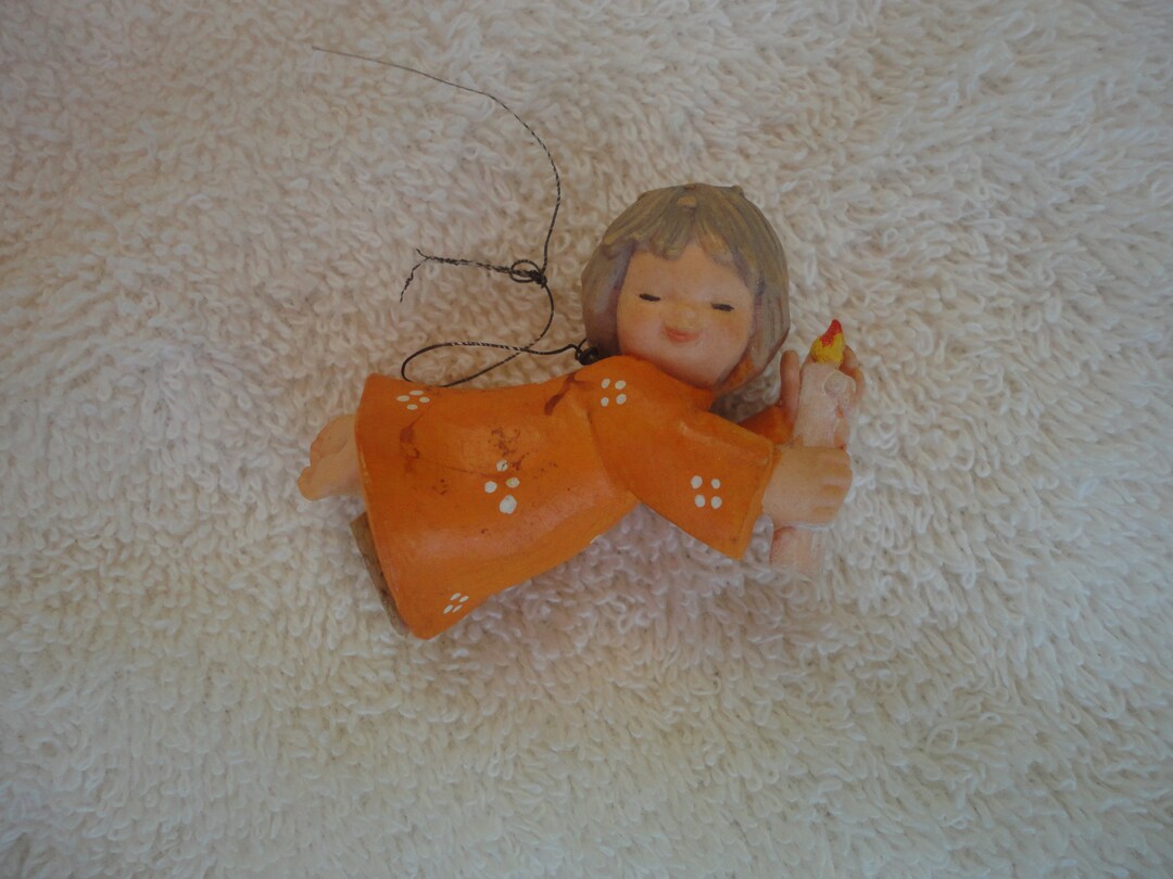 Vintage Orange Ferrandiz Angel With Bright Candles Made in Italy, Juan ...