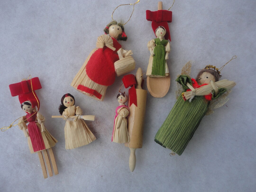 Vintage Lot of Unused Corn Husk Angels, Corn Husk Angels, Corn Husk ...