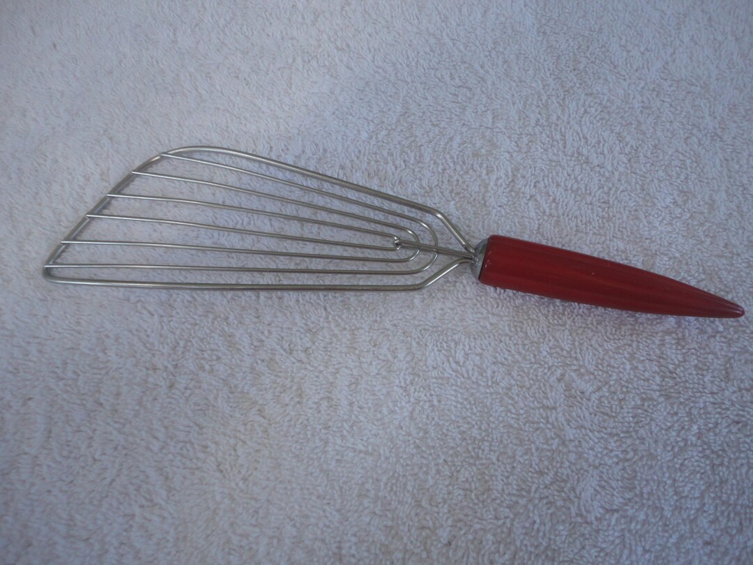 Vintage Androck Red Bakelite Stainless Steel Egg Batter Whip Spatula ...