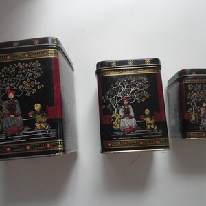 Vintage Asian Inspired Stackable Metal Tins, Tins, Oriental Tins ...