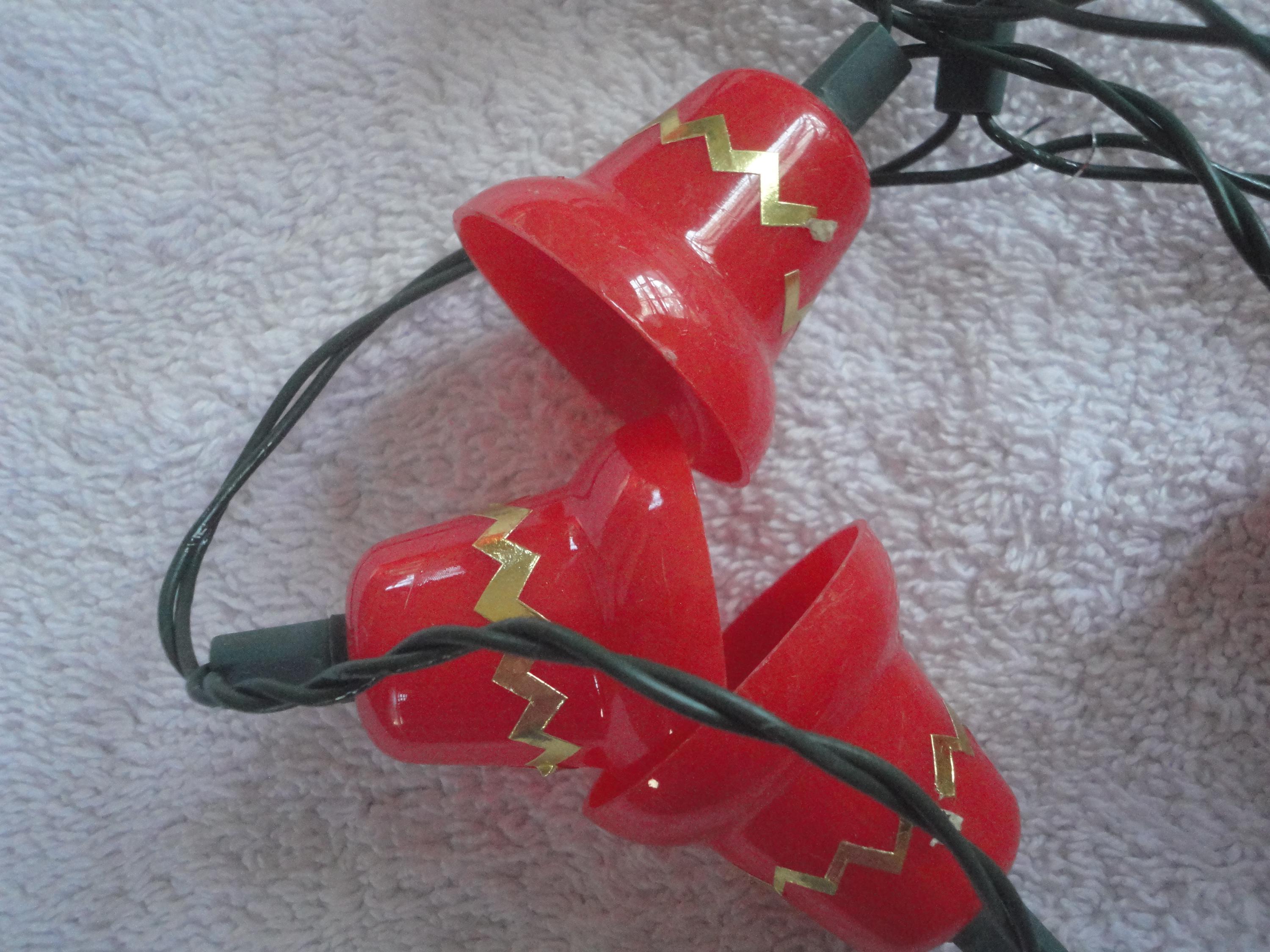 Vintage Red Plastic Electric Bell Christmas Light, Red Bells, Red ...