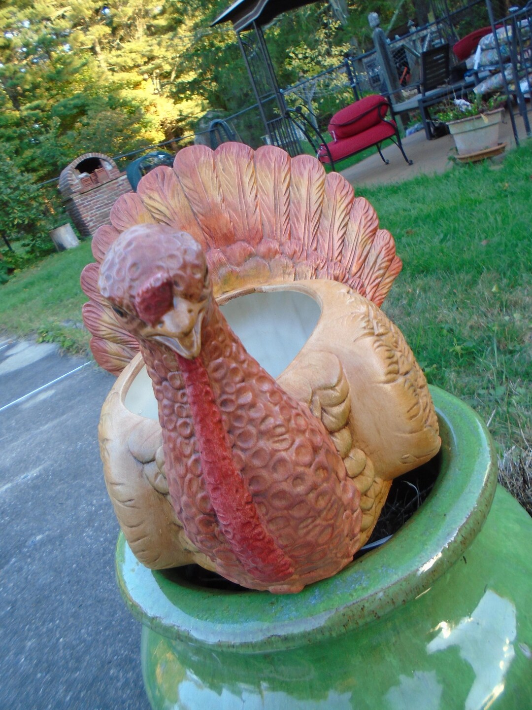 Vintage Tom the Turkey Large Ceramic Planter, Thanksgiving Table ...