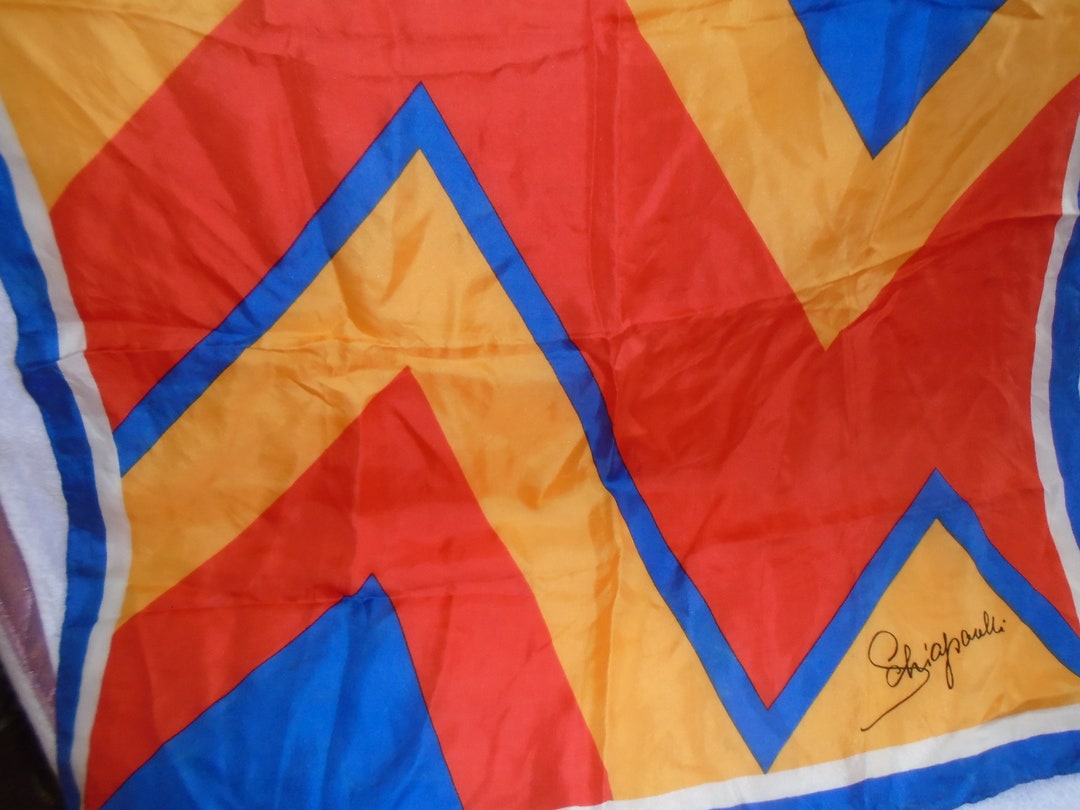 Vintage Schiaparelli Bright Loud Colors Triangular Design Silk Scarf ...