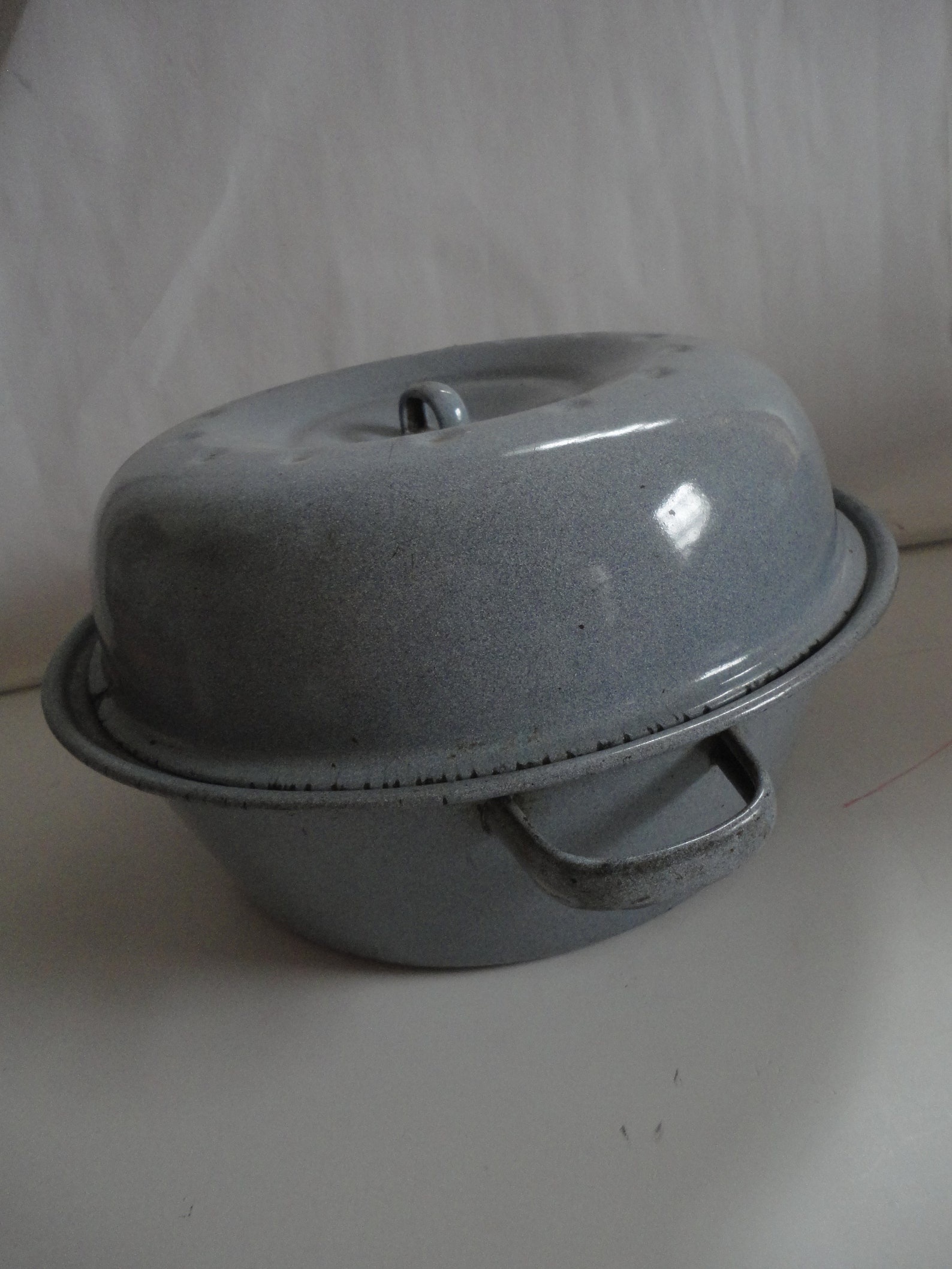 Vintage Gray Enamelware Covered Pot Gray Graniteware Covered - Etsy