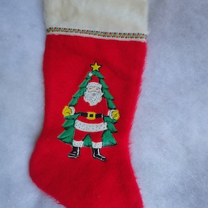 Vintage Red White Felt Santa Claus Christmas Stocking Red - Etsy