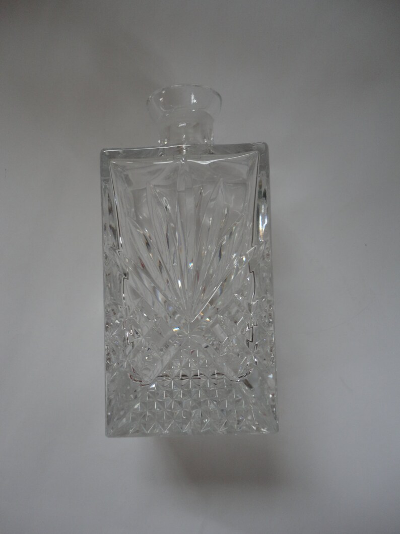Vintage Block Glass Decanter 24% Full Lead Crystal Handcut - Etsy