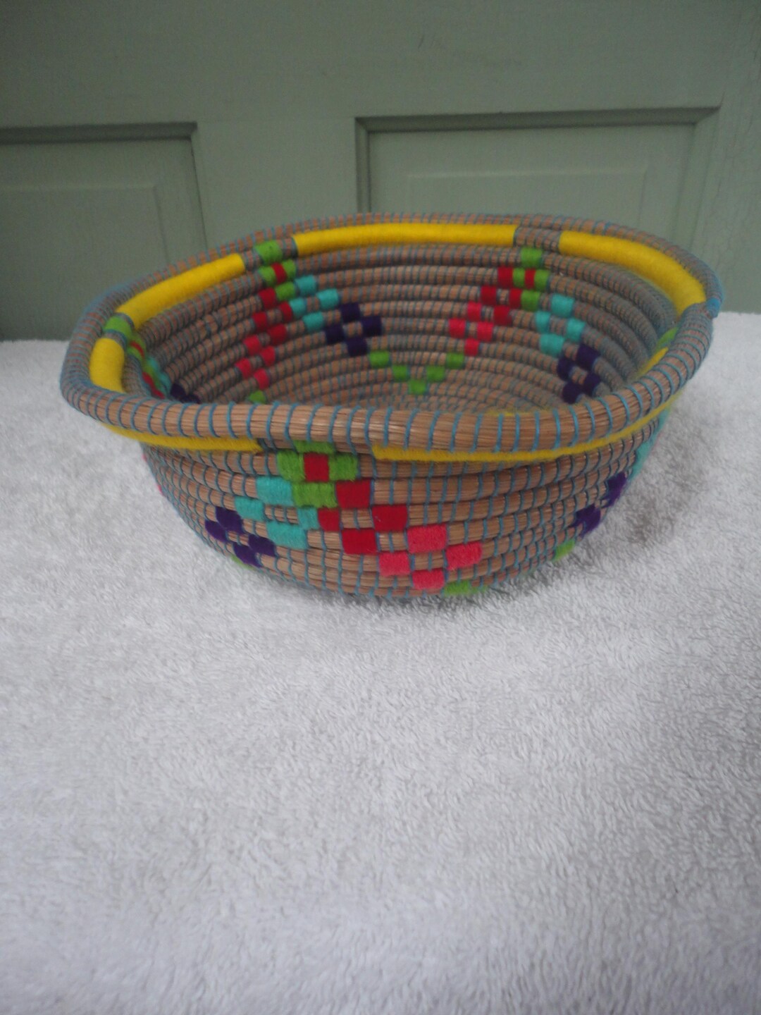 Vintage Ethiopian Small Handle Bright Colored Harah Basket, Yemman ...