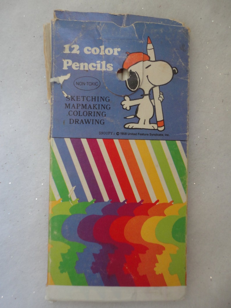 Vintage 12 Snoopy Colored Pencils by Empire Pencil Company | Etsy