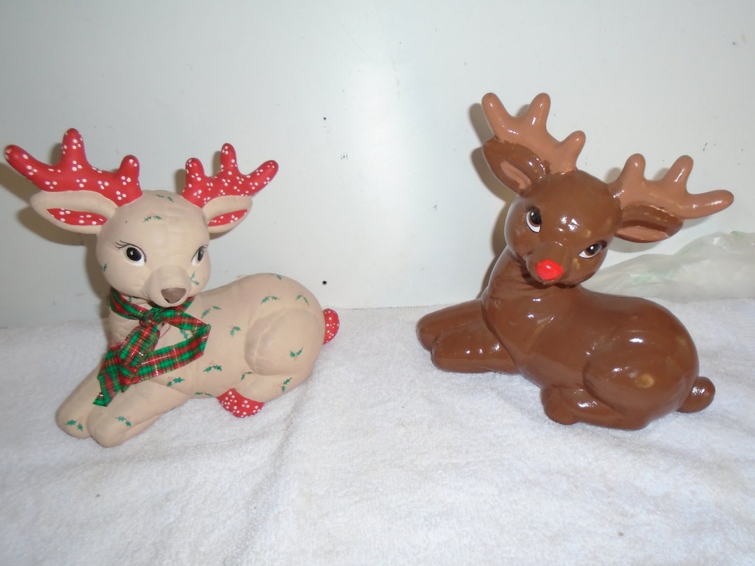 Vintage Hand Painted Ceramic Kimple Christmas Reindeer, Christmas ...