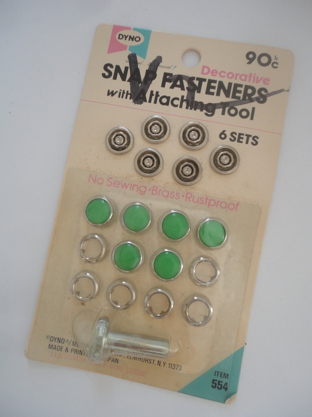 Vintage Decorative Snaps With Attaching Tool by Dyno Made in Japan 1976 ...