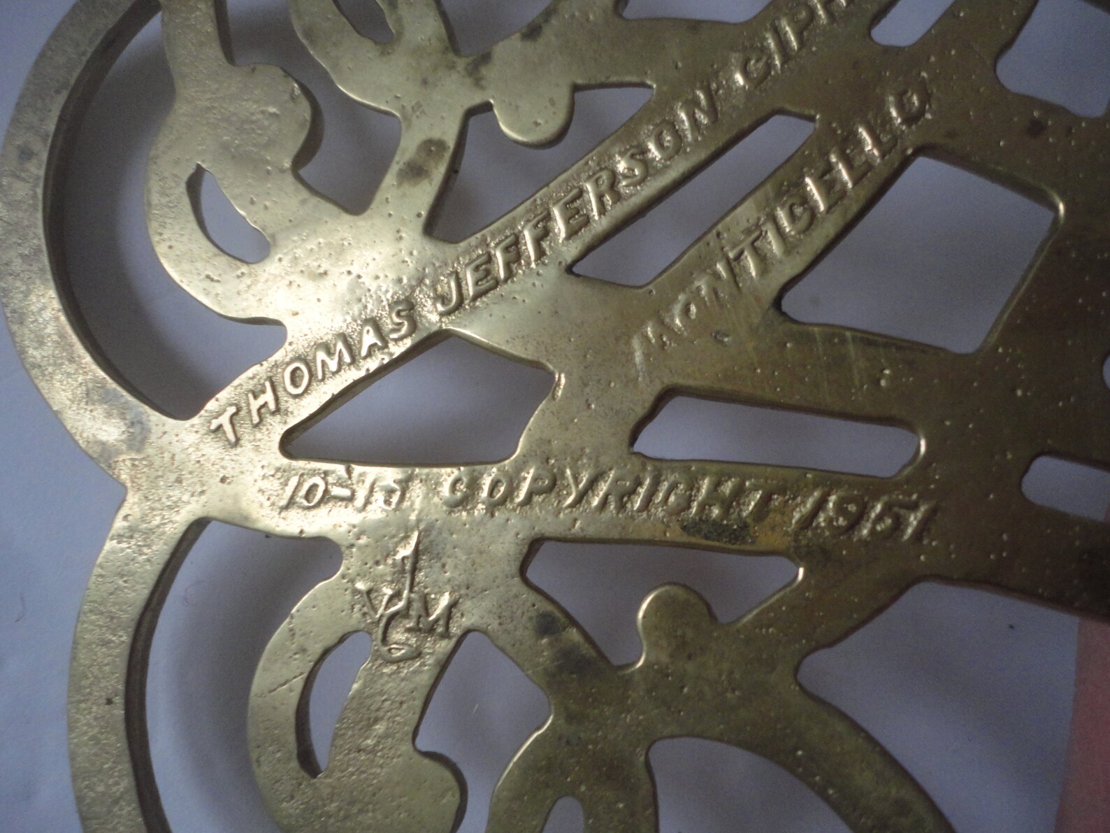 Vintage Thomas Jefferson Cipher Monticello Brass Trivet Brass | Etsy