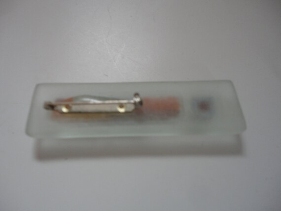 Vintage Handmade Rectangular Infused Glass Brooch, Gl… - Gem
