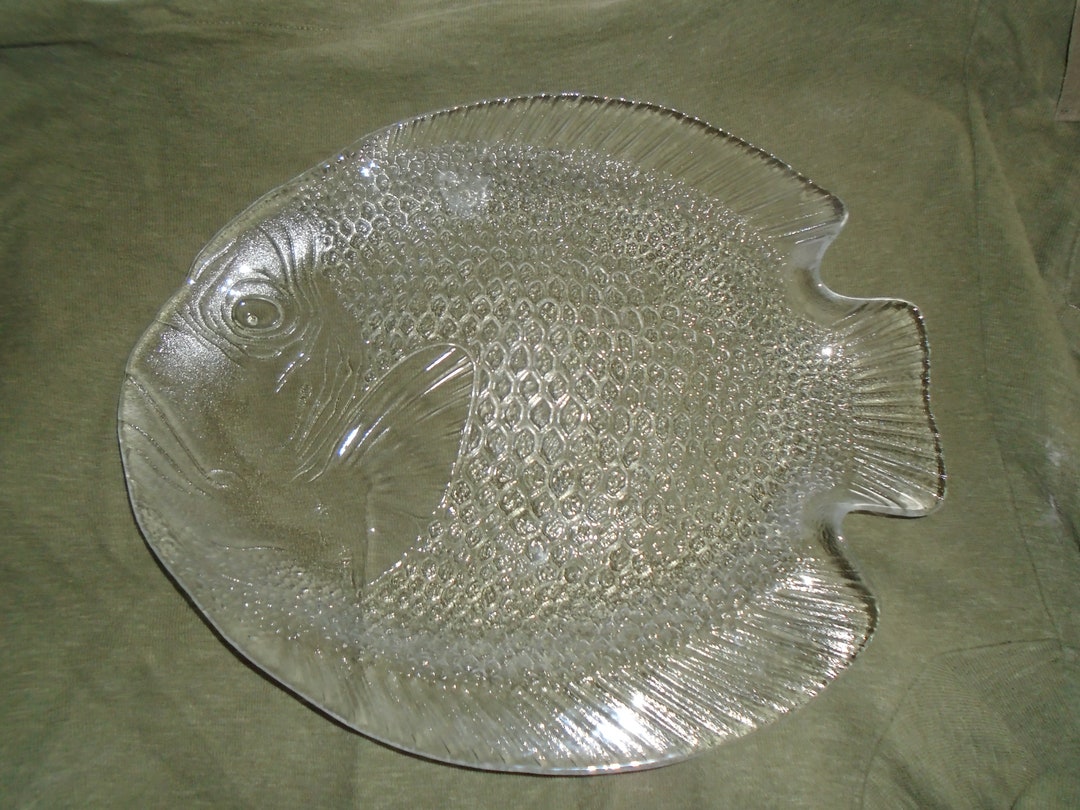 Vintage Large Clear Glass Flounder Serving Tray by Arcoroc Made in ...