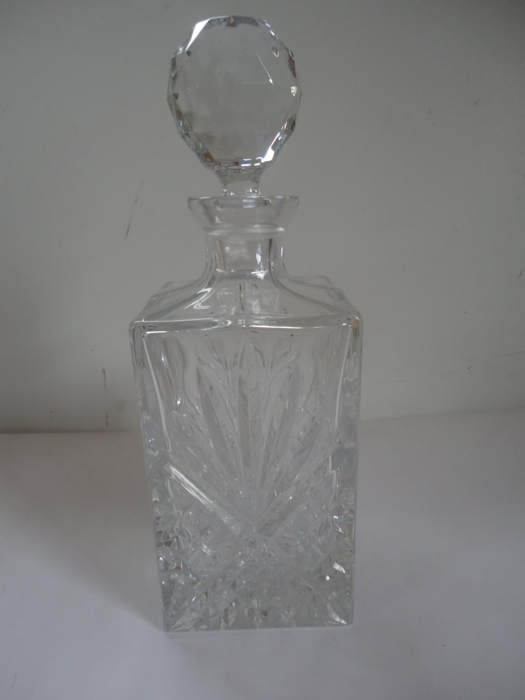 Vintage Block Glass Decanter 24% Full Lead Crystal Handcut Czech ...