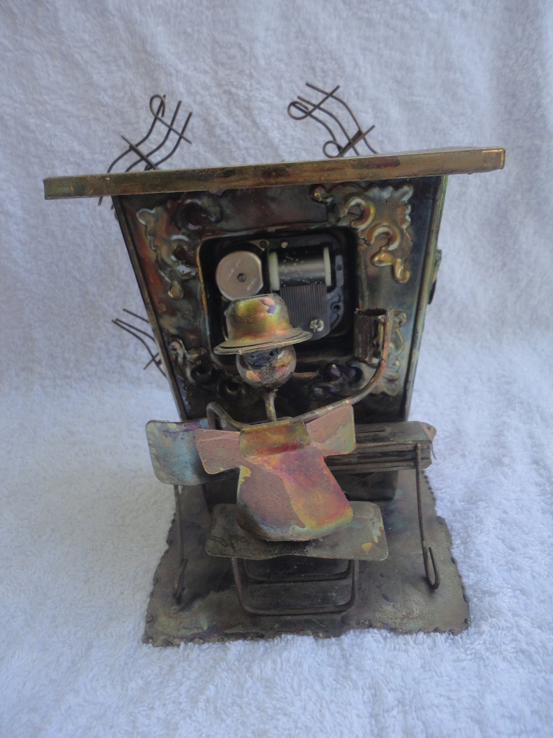 Vintage Metal Brass Music Box Piano Player Playing the Sting by KTC ...