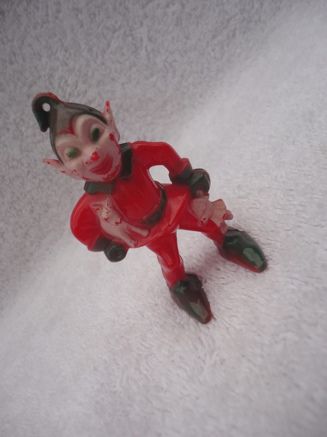 Vintage Plastic Pixie Elf Ornament, Devil Ornament, Christmas Tree, Red ...