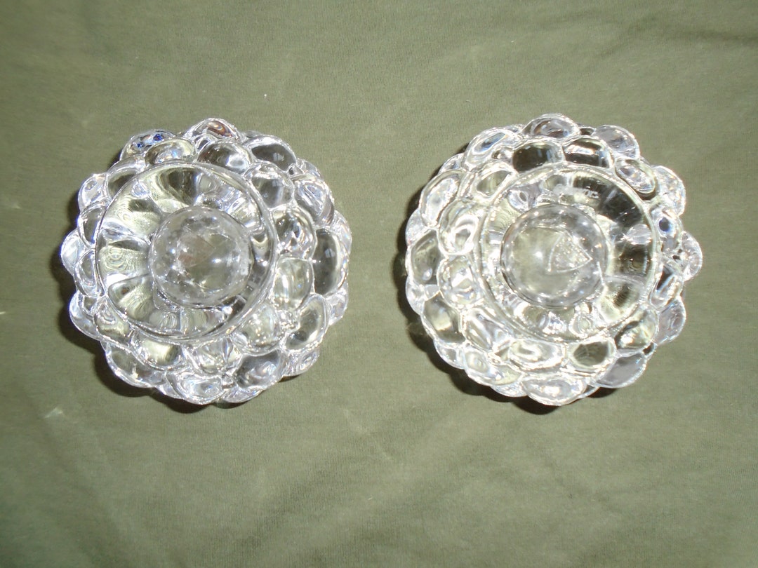 Vintage Pair of Orrefors Sweden Glass Raspberry Bubble Candleholders ...