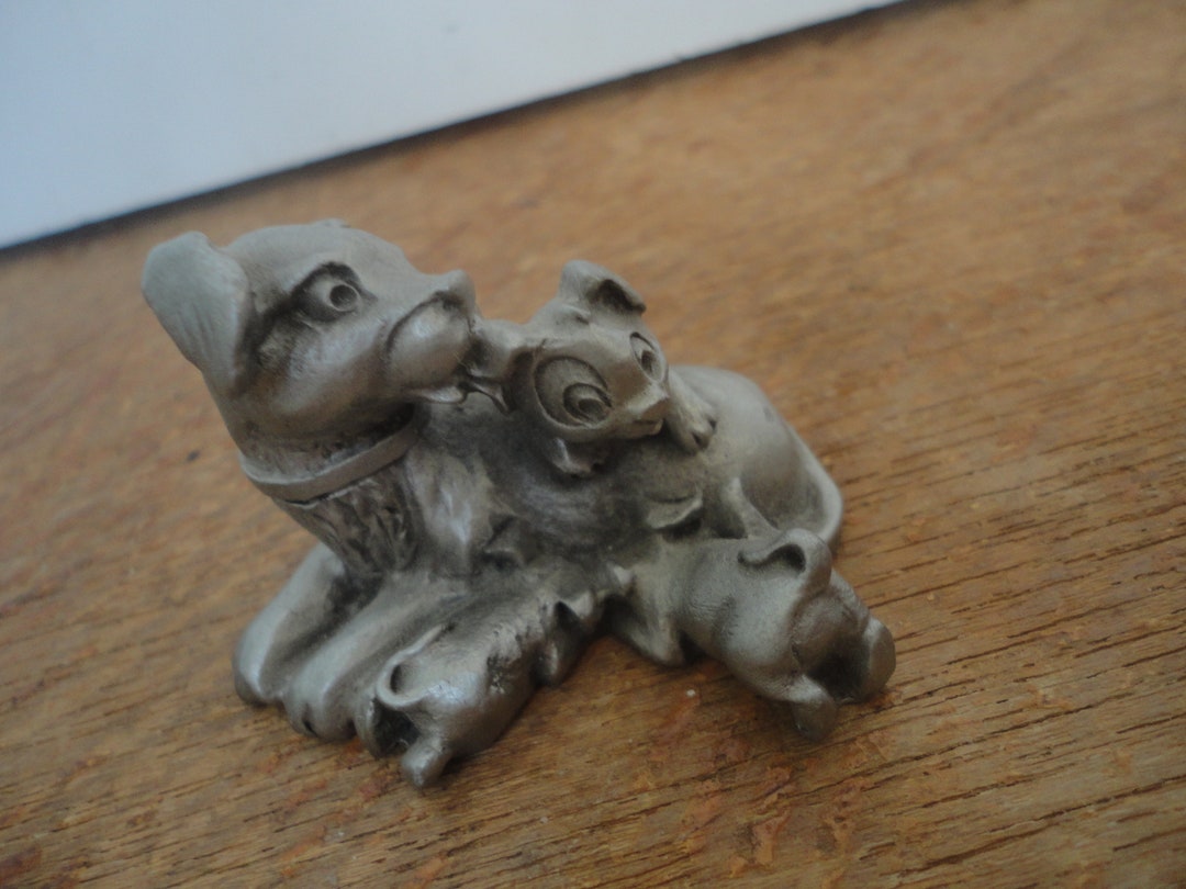 Vintage Pewter Hudson Dog With Its Puppies, Hudson Pewter, Pewter, Dog ...