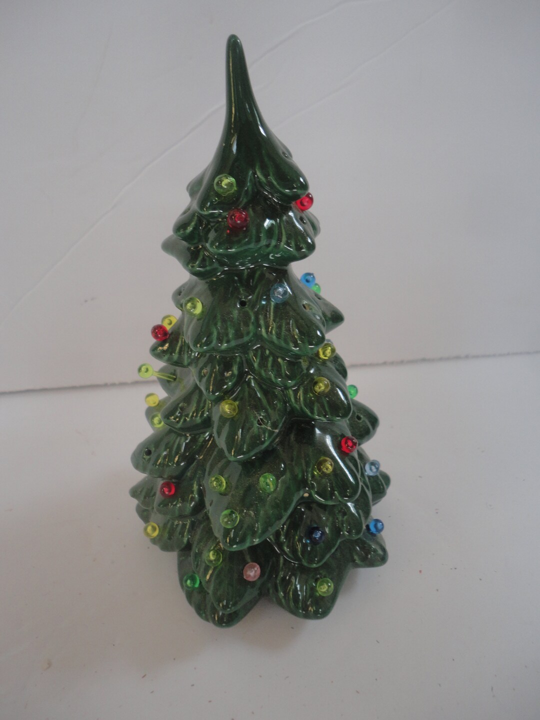 Vintage Small Green Ceramic Holland Mold Christmas Tree With Bulbs ...